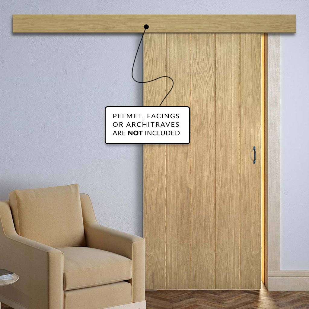 Single Sliding Door & Wall Track - Galway Real American Oak Veneer Doo