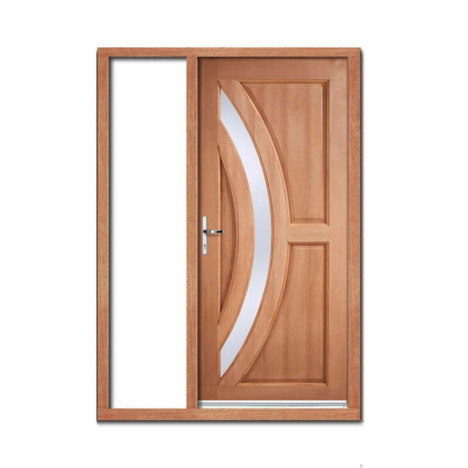 Harrow External Hardwood Front Door and Frame Set - Frosted Double Gla ...