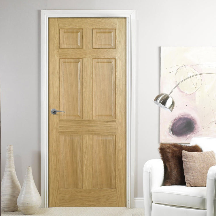 FD30 Fire Internal Door, Regency 6 Panel Oak Internal Door - No Raised ...
