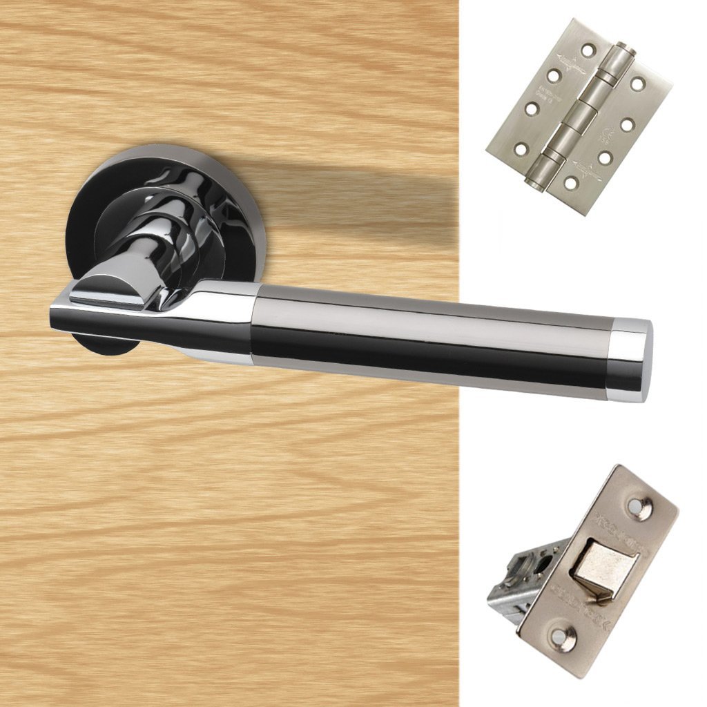 Vega Door Handle Pack - Polished Chrome - Black Chrome – Direct Doors