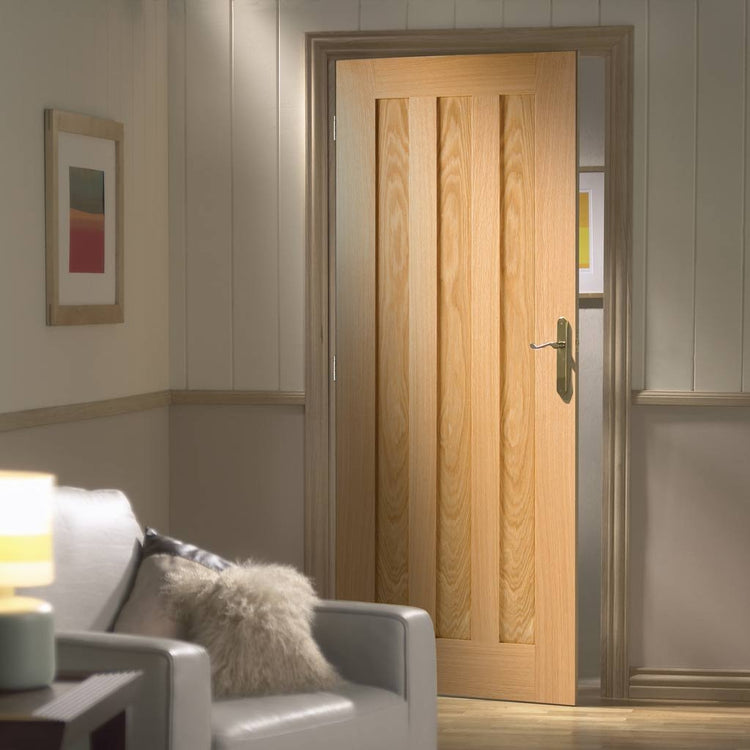 FD30 Fire Internal Door, Idaho Oak 3 Panel Internal Door - 1/2 Hour Fi ...