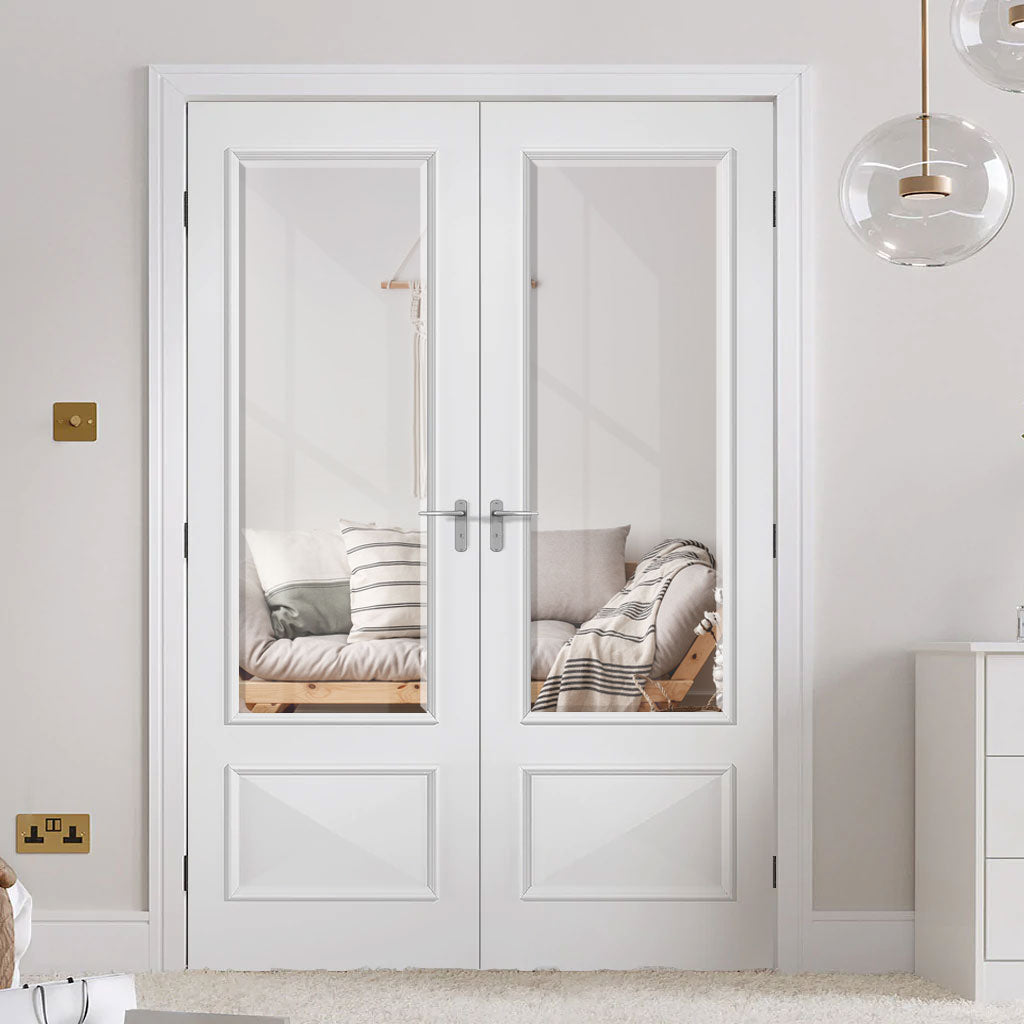 Knightsbridge 1 Pane 1 Panel Internal Door Pair - Raised Mouldings - C