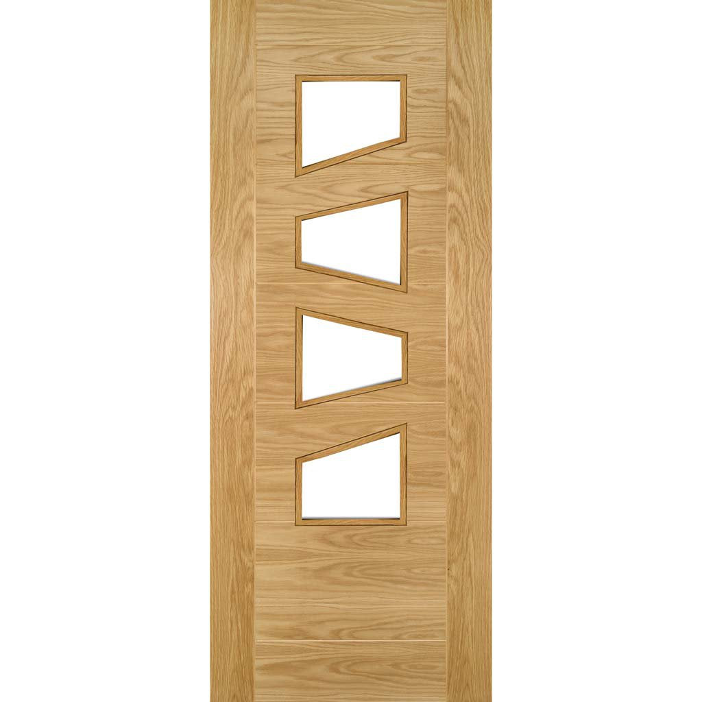 Seville 4LS Glazed Oak Internal Door Pair - Irregular Glass Panes - Pr