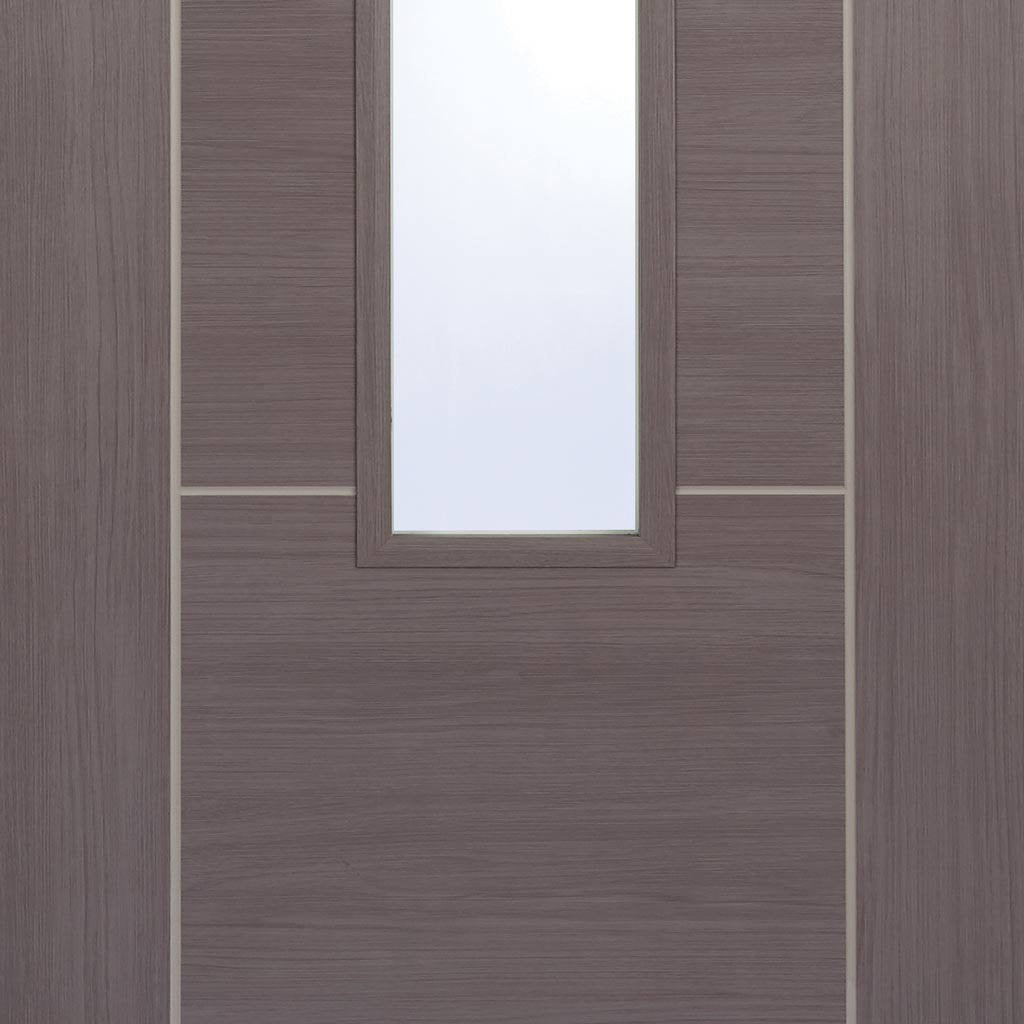 Laminate Vancouver Medium Grey Internal Door - Clear Glass - Prefinish