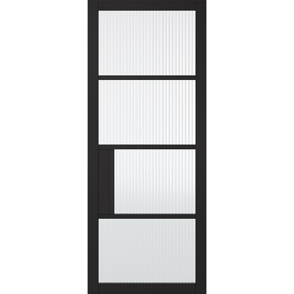 Chelsea 4 Pane Black Primed Absolute Evokit Single Pocket Door Clear