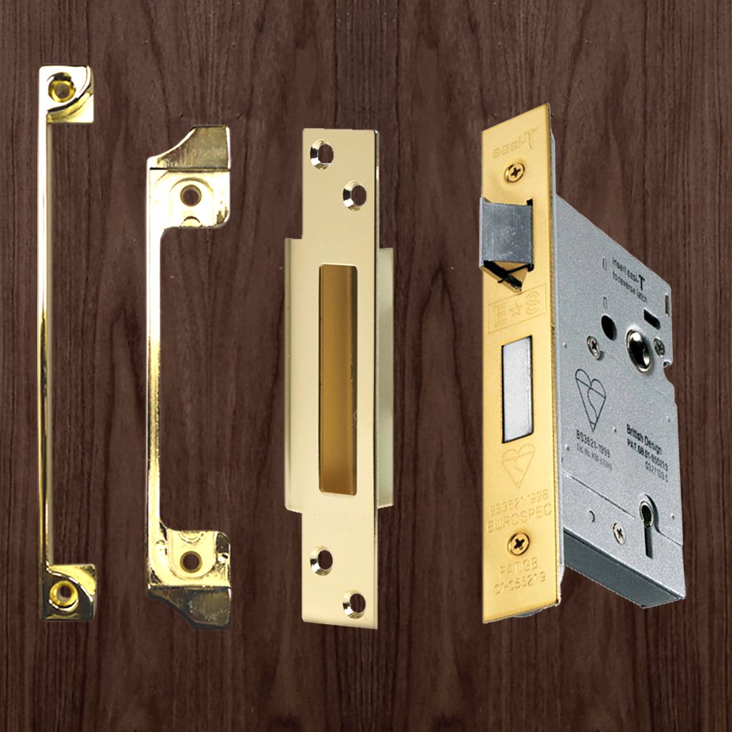 Mortice Sash Lock & Rebate Set for Wooden Doors - 2 Sizes and 2 Finish