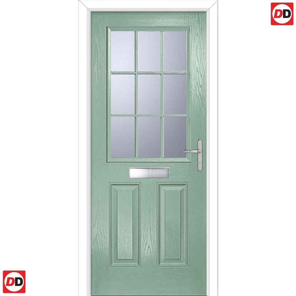 Premium Composite Front Door Set - Mulsanne 1 Geo Bar Clear Glass - Sh