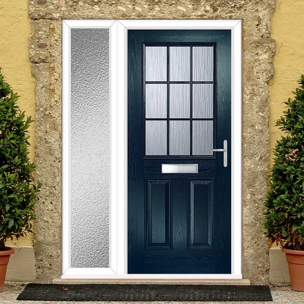 Premium Composite Front Door Set with One Side Screen - Mulsanne 1 Geo