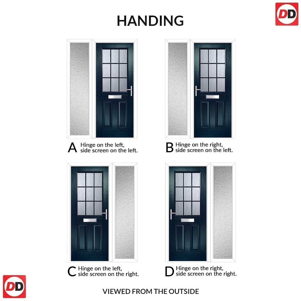 Premium Composite Front Door Set with One Side Screen - Mulsanne 1 Geo