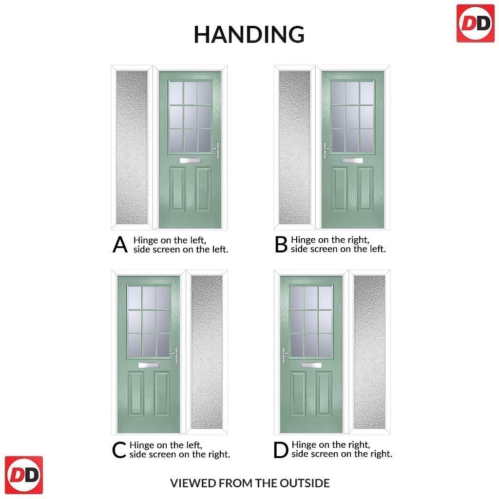 Premium Composite Front Door Set with One Side Screen - Mulsanne 1 Geo