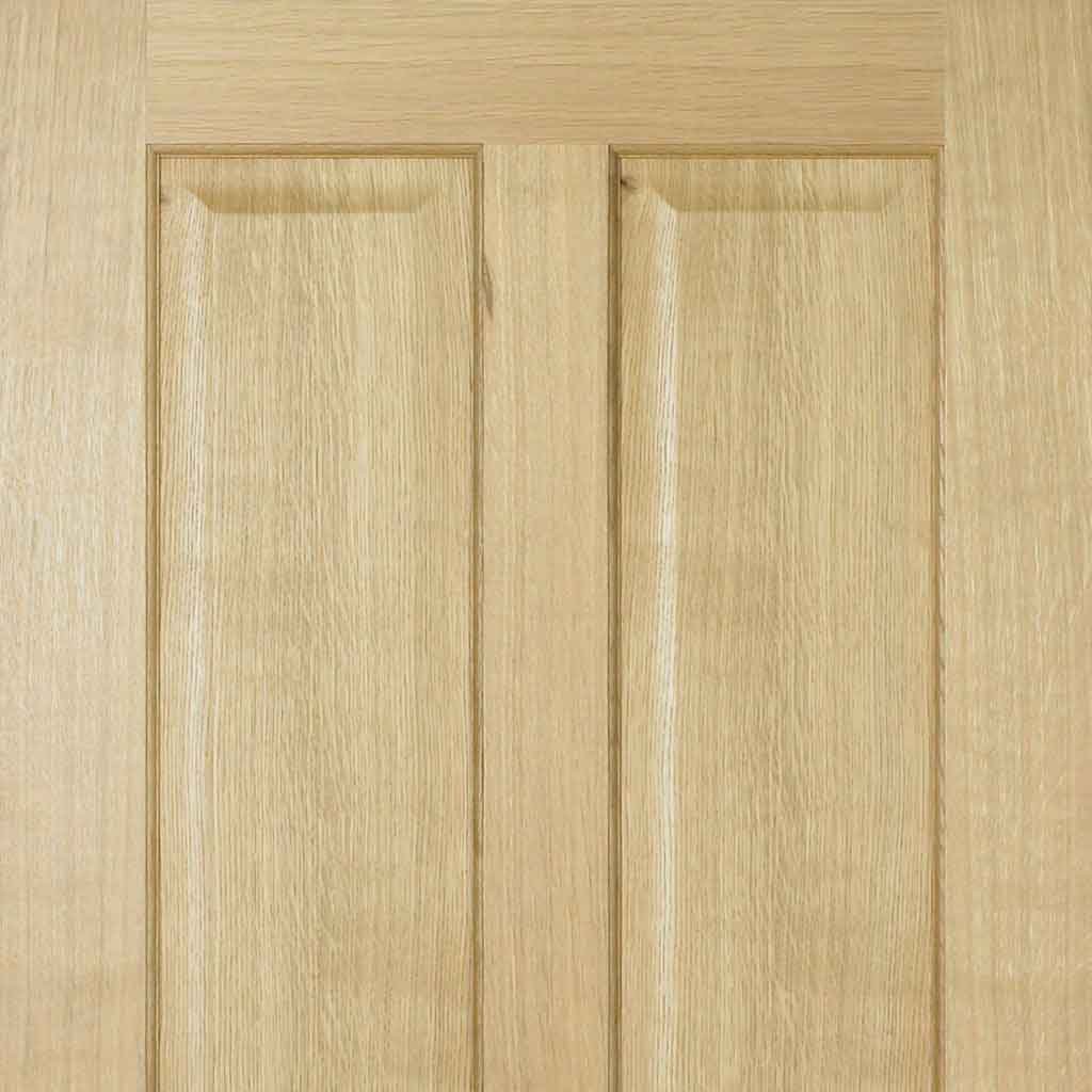 Top Mounted Black Sliding Track & Door - Regency 4 Panel Oak Door - Pr