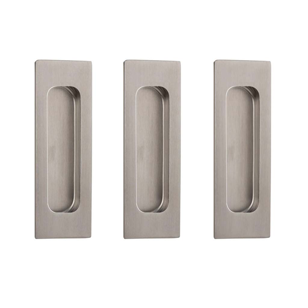 Pack of Three Chester 120mm Sliding Door Oblong Flush Pulls - Satin St