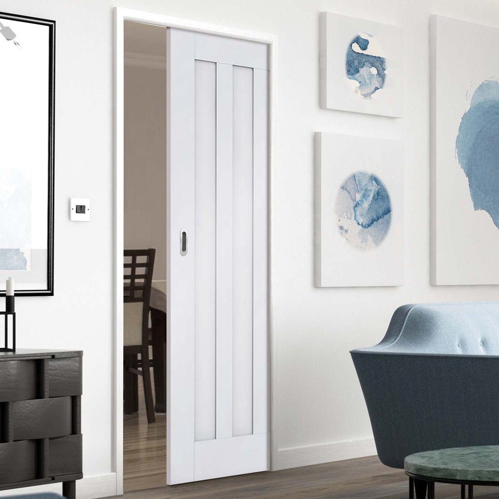 Idaho Panel Single Evokit Pocket Door - White Primed