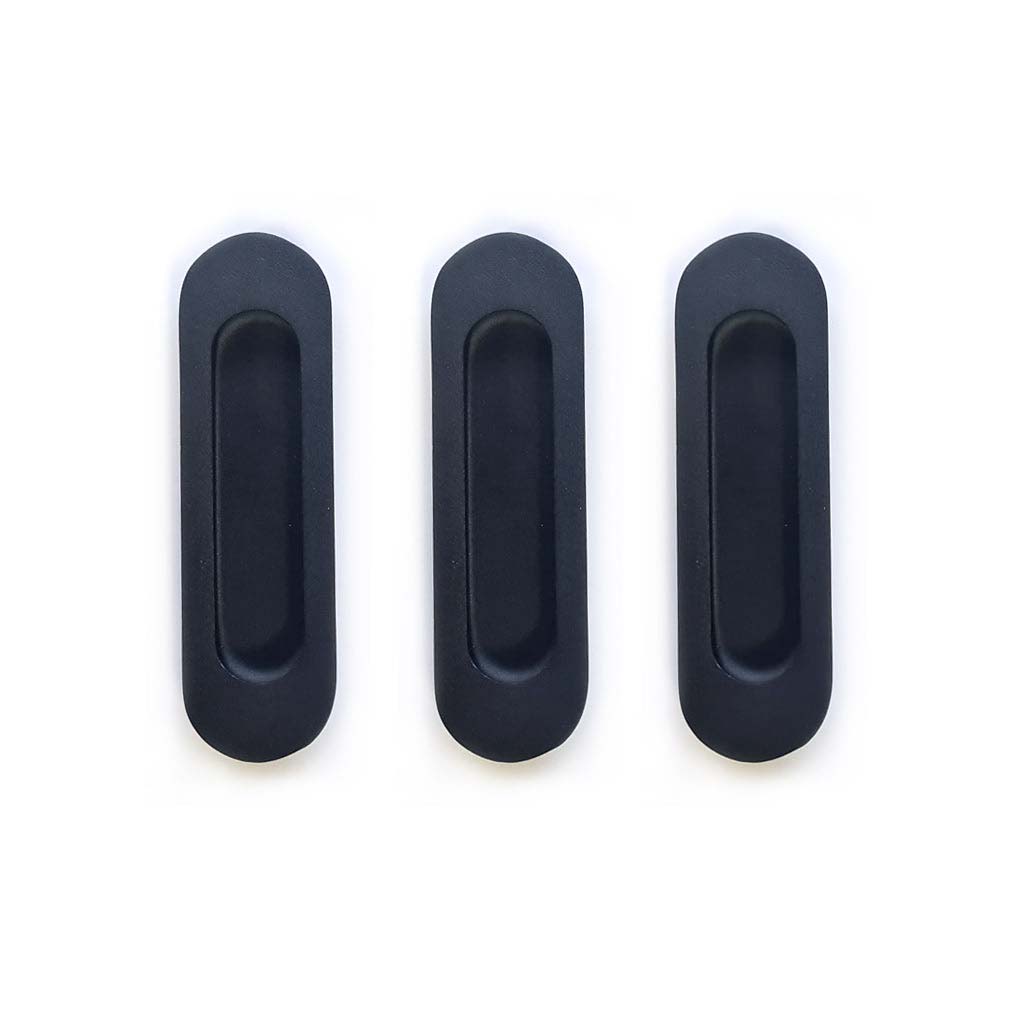 Pack of Three Burbank 120mm Sliding Door Oval Flush Pulls - Matt Black