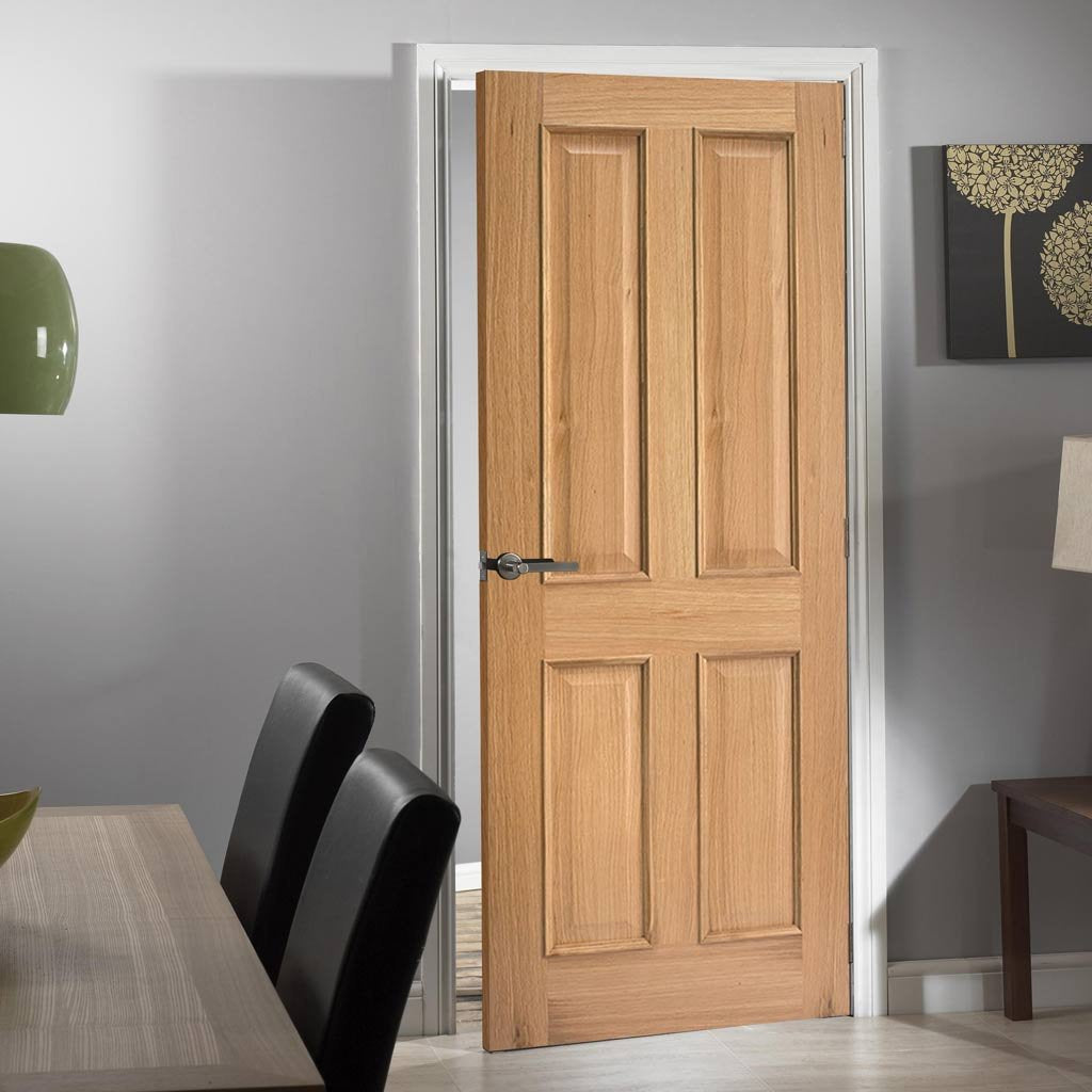Oak Fire Internal Door, Regency 4 Panel - Raised Mouldings - 1/2 Hour