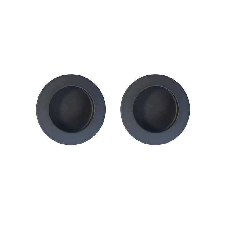 One Pair of Anniston 50mm Sliding Door Round Flush Pulls - Matt Black ...