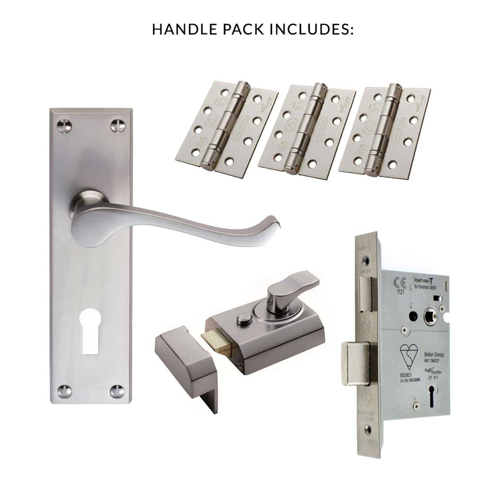 External DL54 Victorian Scroll Lever Front Door Handle Pack - Chrome F