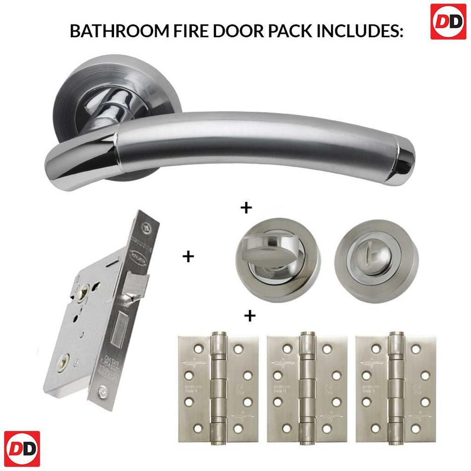 Saturn Bathroom Door Handle Pack - Polished Chrome - Satin Chrome ...
