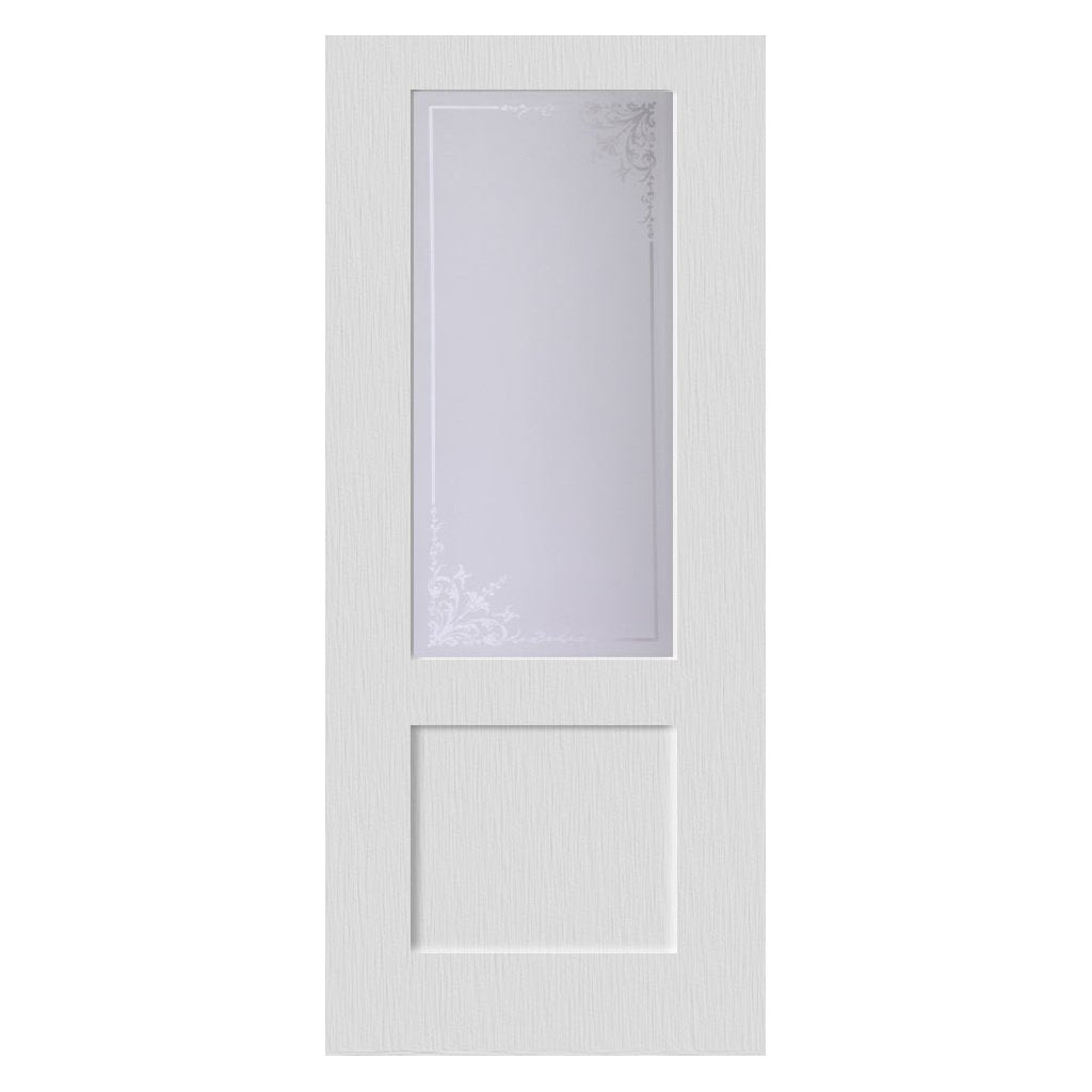 Shaker Internal PVC Door with Geneva Sandblasted Glass