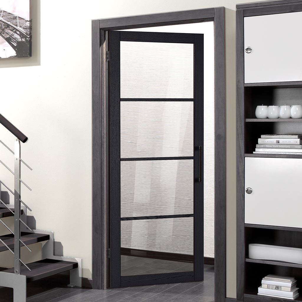 Soho 4 Pane Charcoal Internal Door - Clear Glass - Prefinished