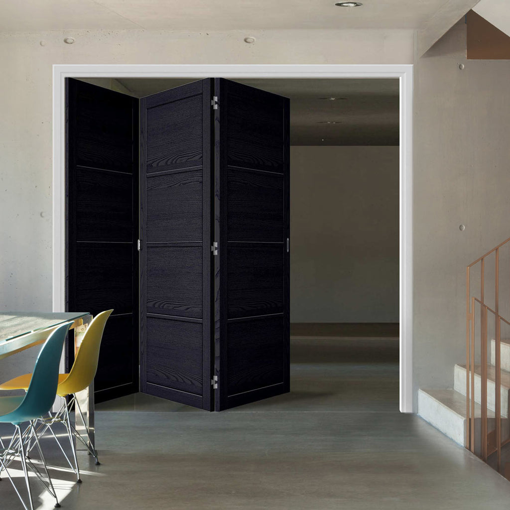 Three Folding Doors & Frame Kit - Soho 4 Panel Charcoal 3+0 - Prefinis