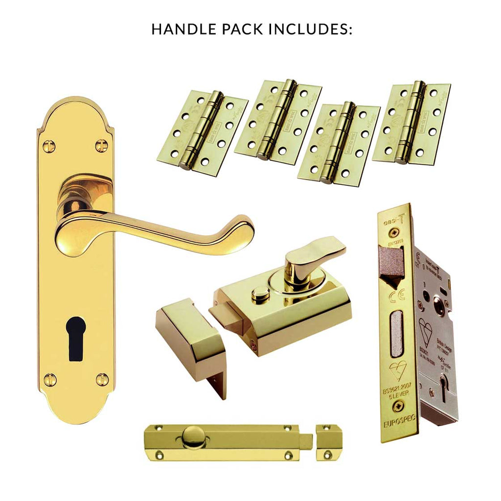 External DL168 Oakley Suite Lever Stable Door Handle Pack - Brass Fini