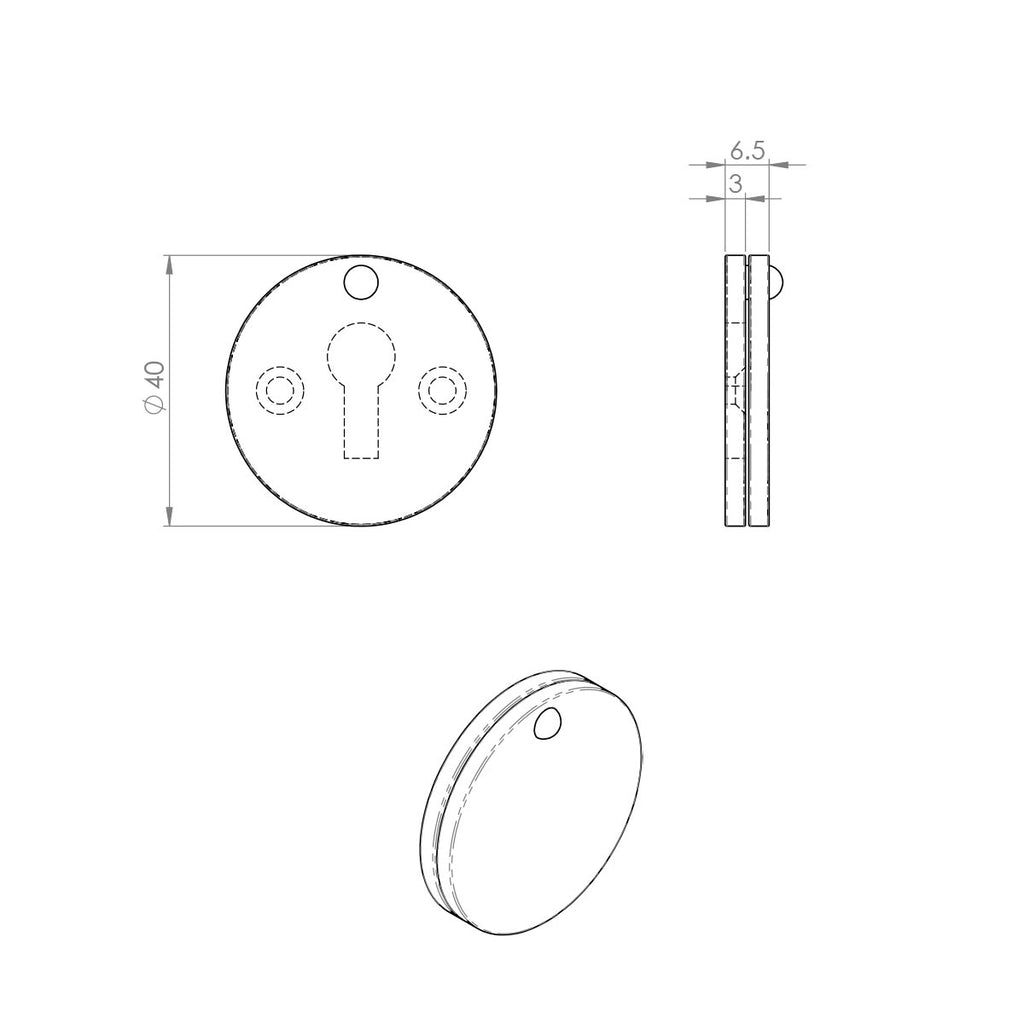 Antique Black Ludlow LF5546 Round Covered Escutcheon - Standard Profil