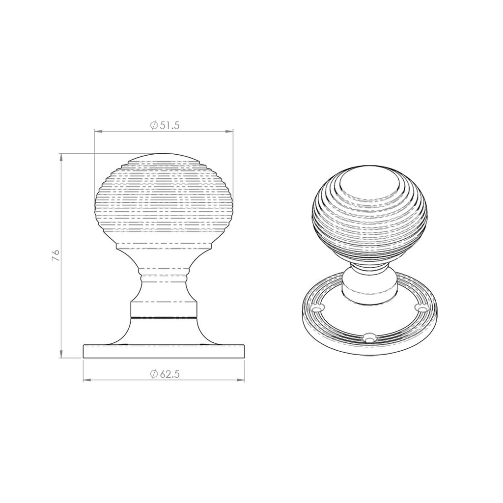 M1001 Queen Anne Mortice Knob Door Handles - 3 Finishes