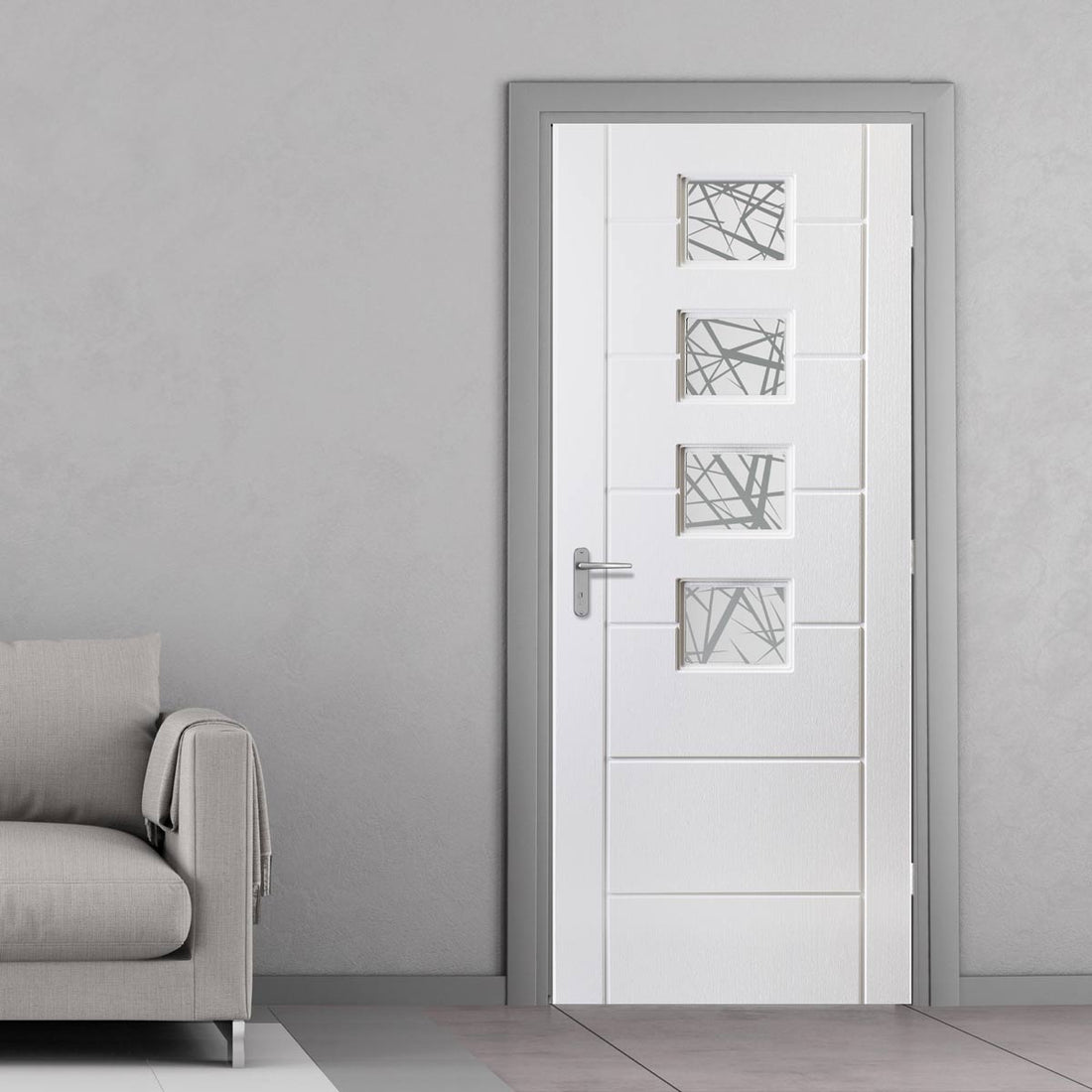Thistle Lightly Grained Internal PVC Door - Rhu Style Sandblasted Glas ...