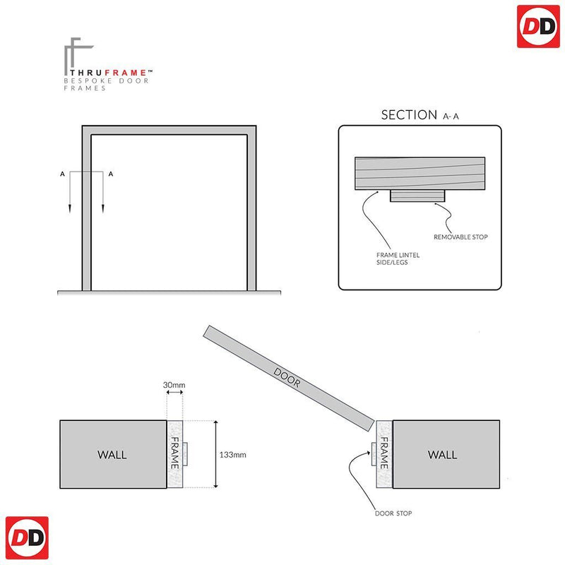 Made to Size Single Interior White Primed MDF Door Lining Frame and Mo ...