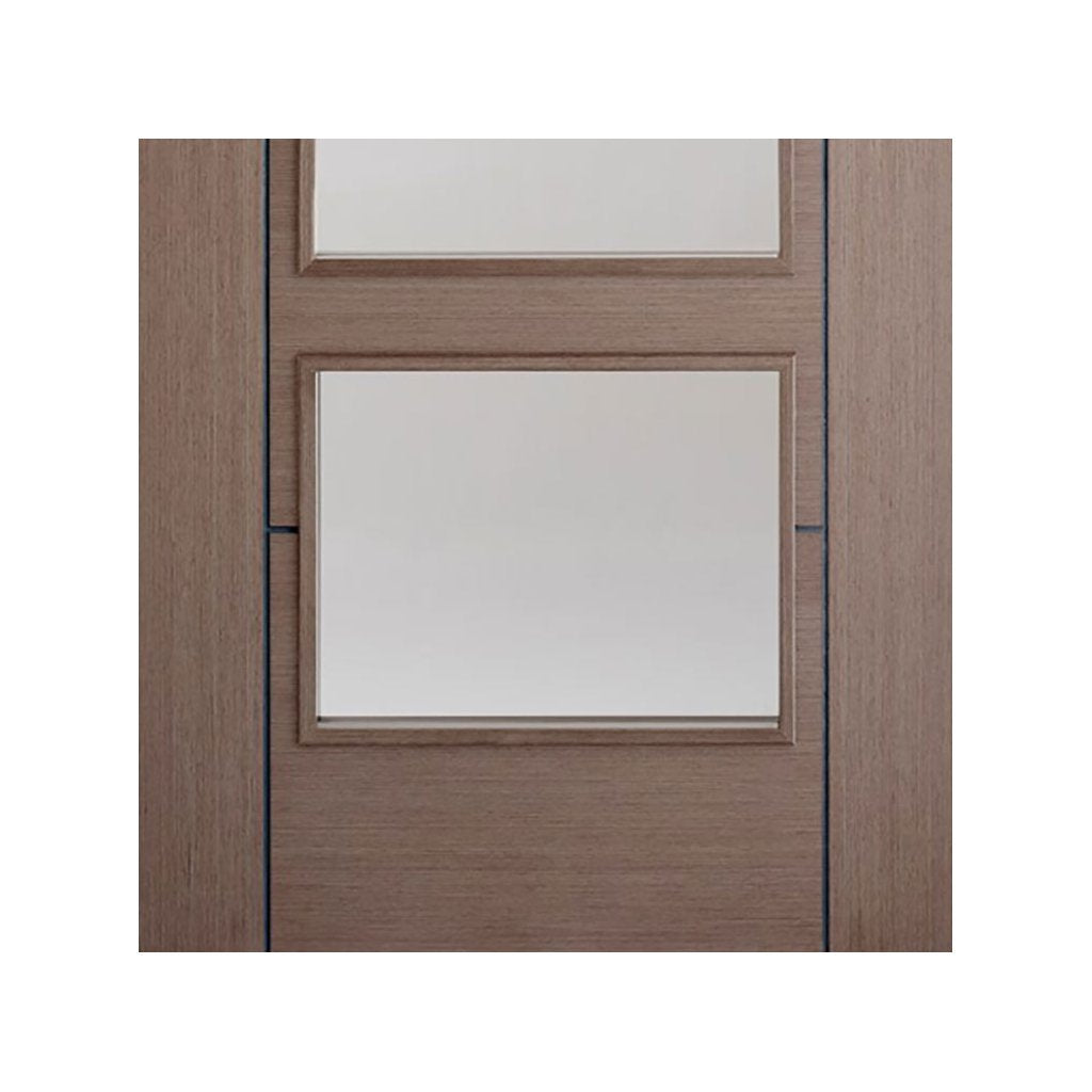 Vancouver Chocolate Grey 4 Pane Internal Door Pair - Clear Glass - Pre