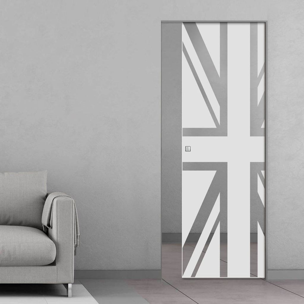 Union Jack Flag 8mm Obscure Glass - Clear Printed Design - Single Abso