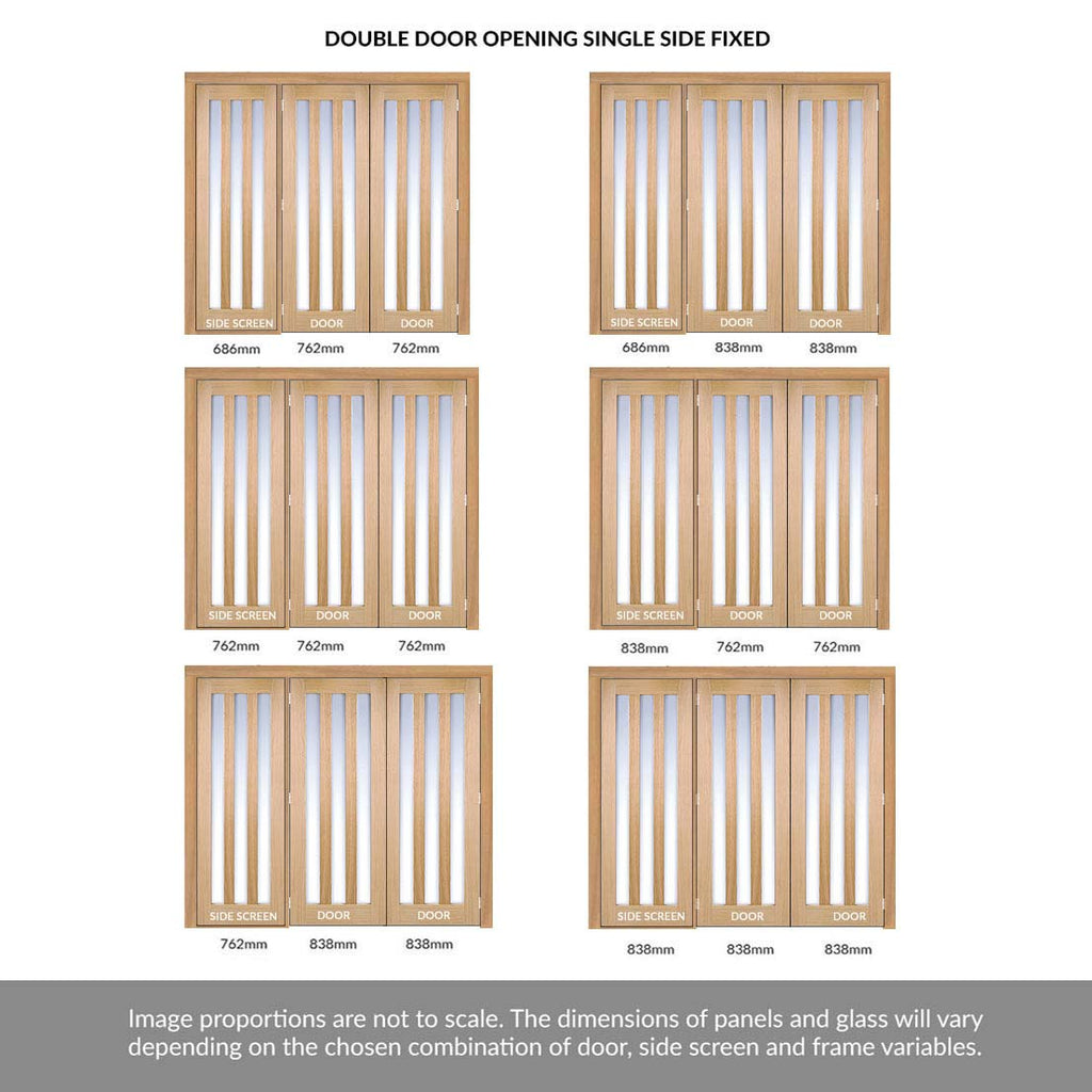 ThruEasi Room Divider - Utah 3 Pane Oak Frosted Glass Unfinished Doubl