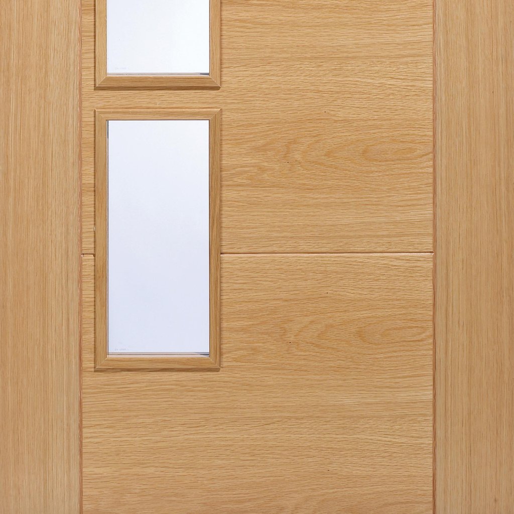 Bespoke Vancouver Oak 4L Internal Door - Clear Glazed Offset - Prefini